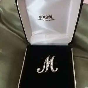 Vintage | Jewelry | Vintage Gold Letter M Pin W Crystals | Poshmark